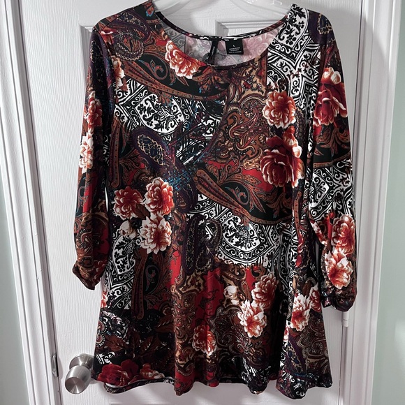 new directions | Tops | New Directions Red And Black Paisley Floral ...